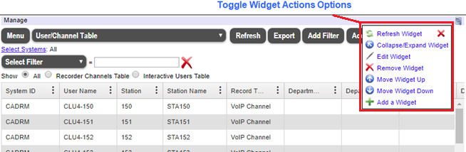 Managing Widgets